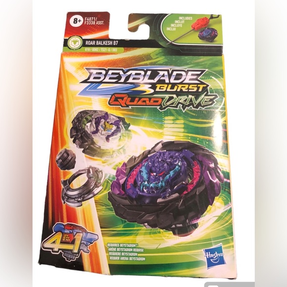 Hasbro | Toys | Beyblade Burst Quad Drive 4 In Roar Balkesh B7 Spinning Top Stater Pack New ...